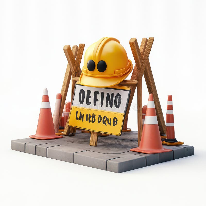 Under Construction Site Safety Helmet Cones Sign Stock Illustration ...