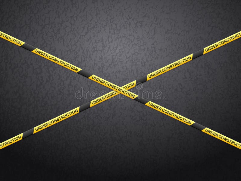 Under Construction Tape on Asphalt Background Stock Vector ...
