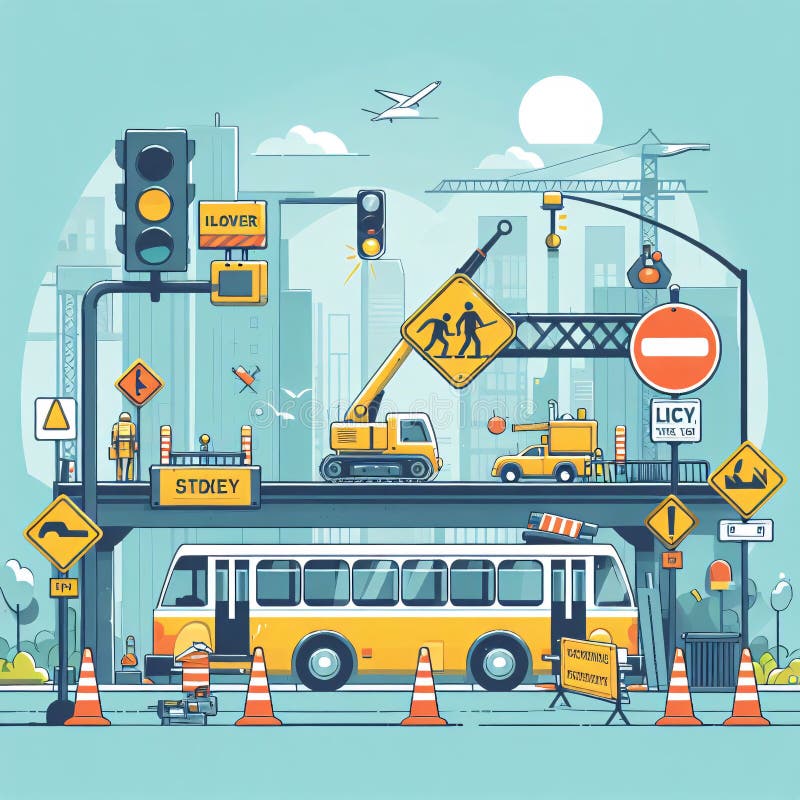 Under Construction Transit Signal. Generative Ai for Illustrations ...