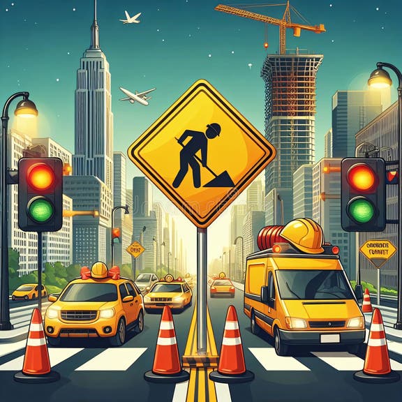Under Construction Transit Signal. Vector Generative Ai for ...