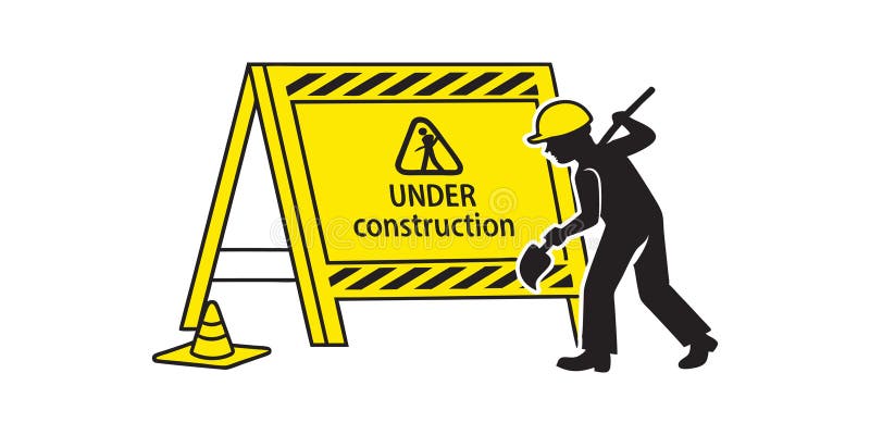 Under Construction Yellow Sign Board Stock Vector - Illustration of ...
