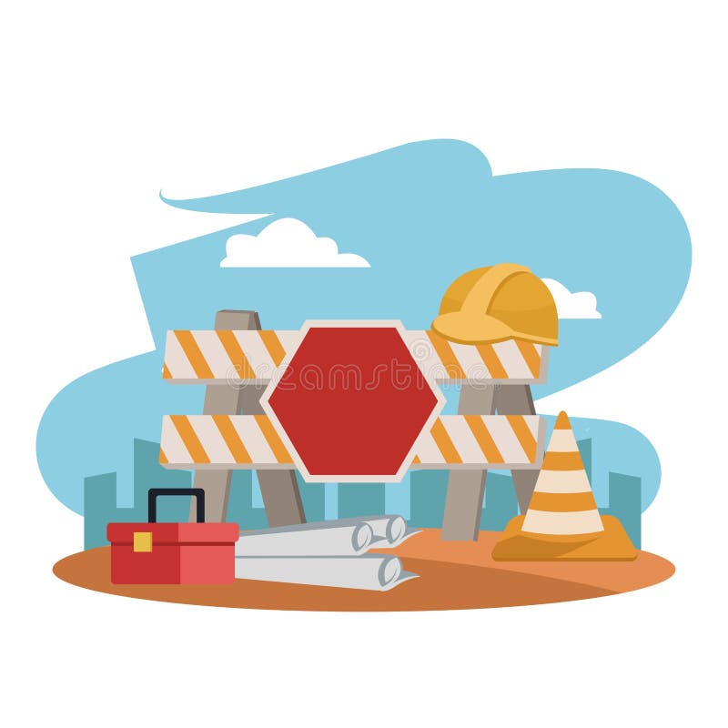 Under construction zone stock vector. Illustration of industry - 115077330