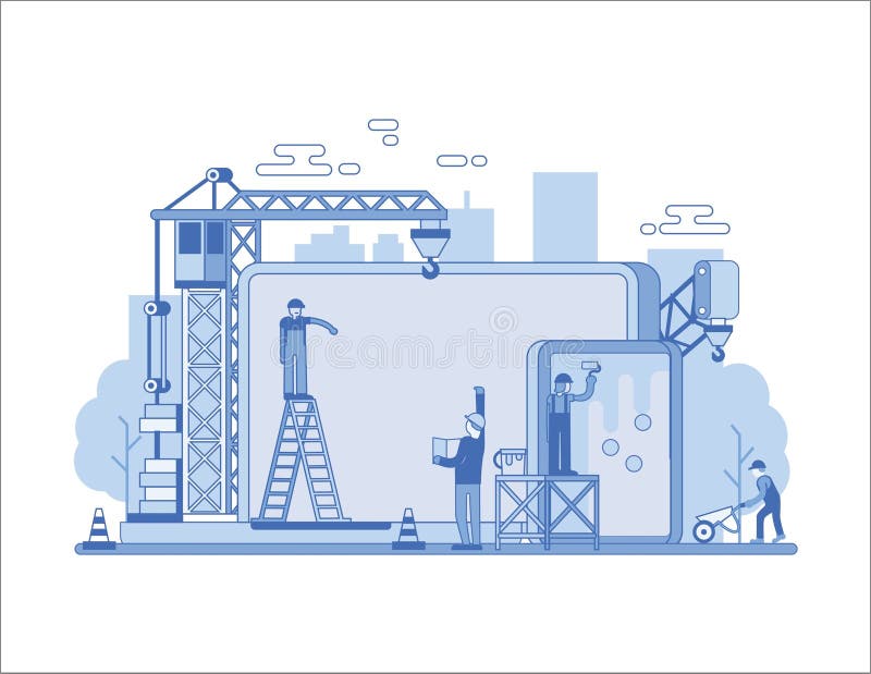 Under Contruction, Worker, Work Hard, Building, Ladder, Cone Stock ...