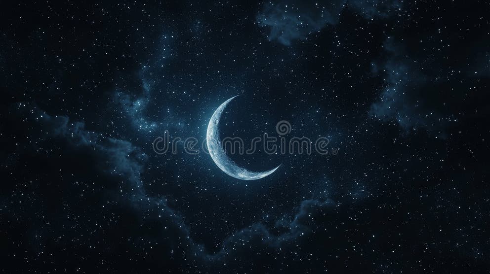 Under a Dramatic Cloudscape, a Tranquil Night Sky with a Bright ...