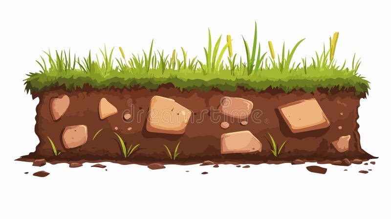 Under Earth Layer Concept Dirt with Grass Stock Vector - Illustration ...