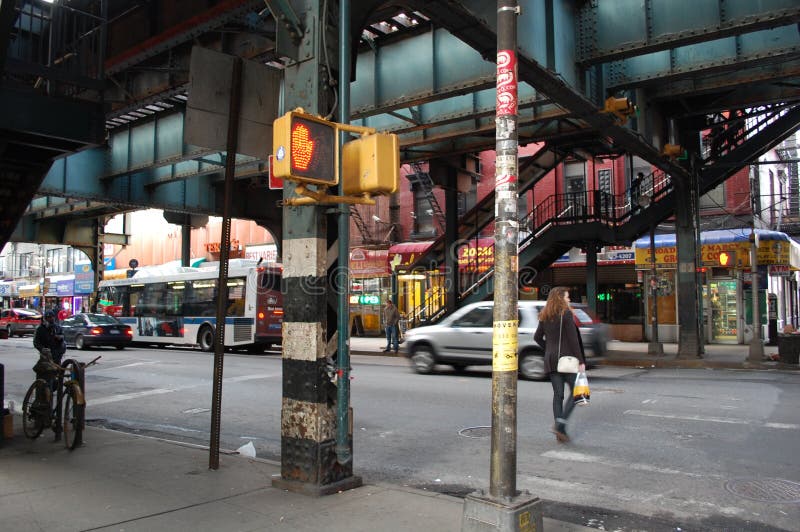 Under an Elevated Train in New York City Editorial Photography - Image ...