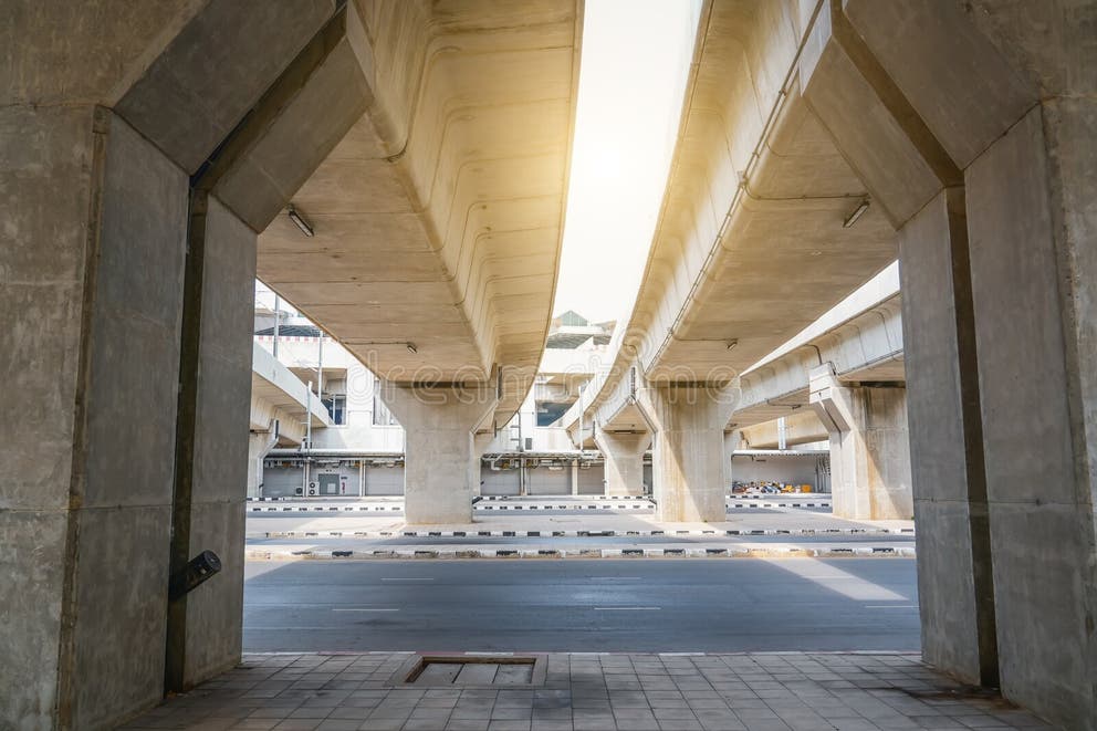 Under the Expressway Rail Road of the Bridge Stock Image - Image of ...
