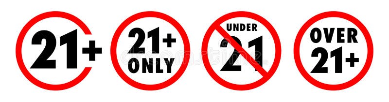 Under 21 Forbidden Round Sign Set Stock Vector - Illustration of ...