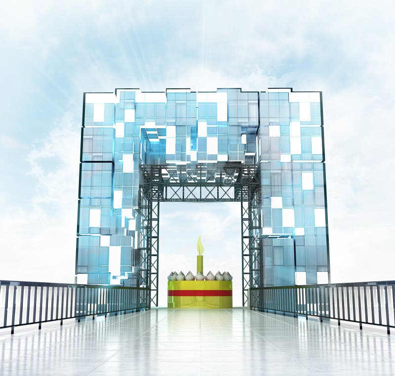 Under Grand Entrance Gateway Building Stock Illustration - Illustration ...