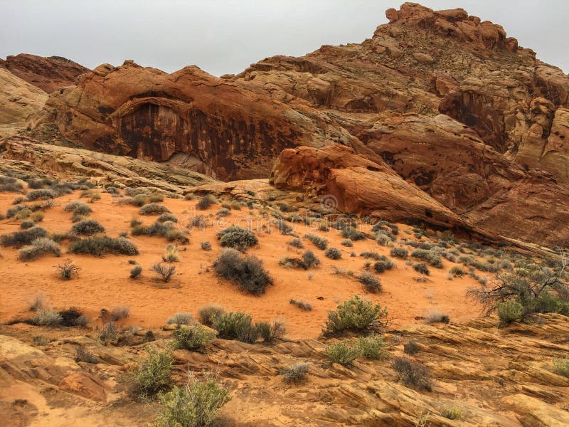 Under the Grey Sky, Valley of Fire Stock Photo - Image of park, natural ...