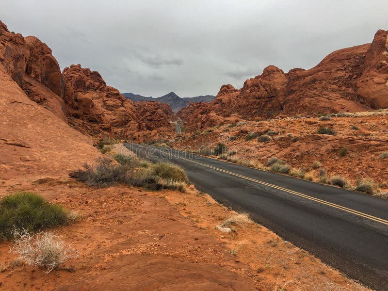 Under the Grey Sky, Valley of Fire Stock Photo - Image of stones ...