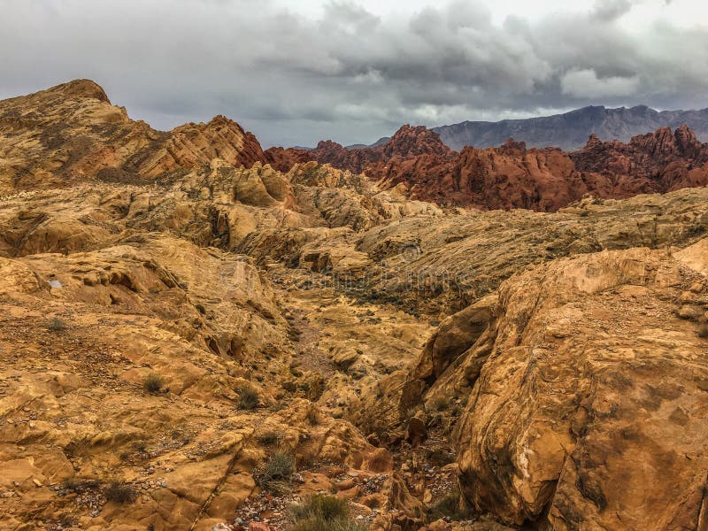 Under the Grey Sky, Valley of Fire Stock Photo - Image of rock, erosion ...