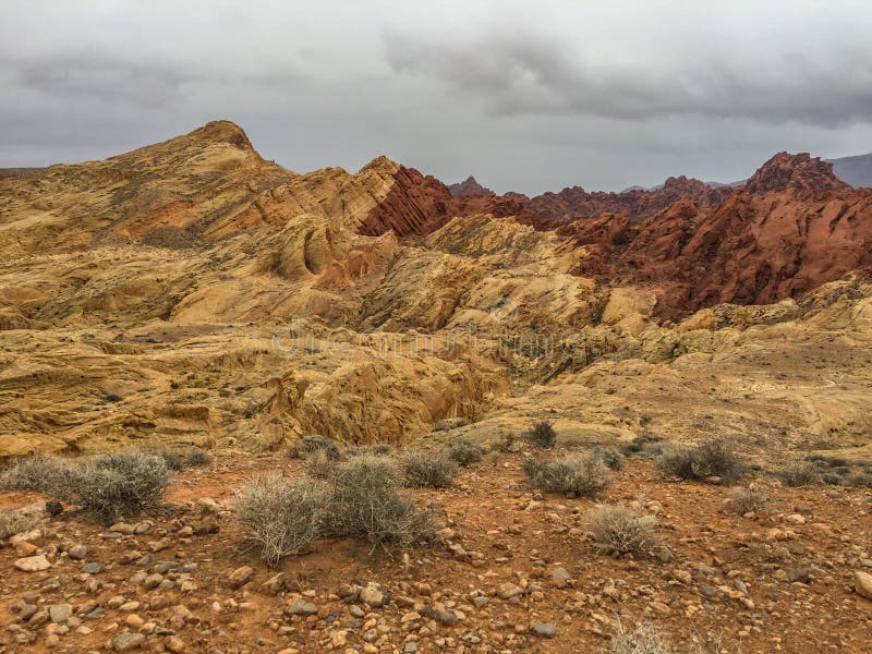 Under the Grey Sky, Valley of Fire Stock Image - Image of texture ...