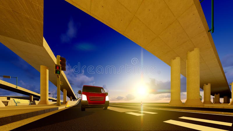 Under the Highway. Urban Scene Stock Illustration - Illustration of ...