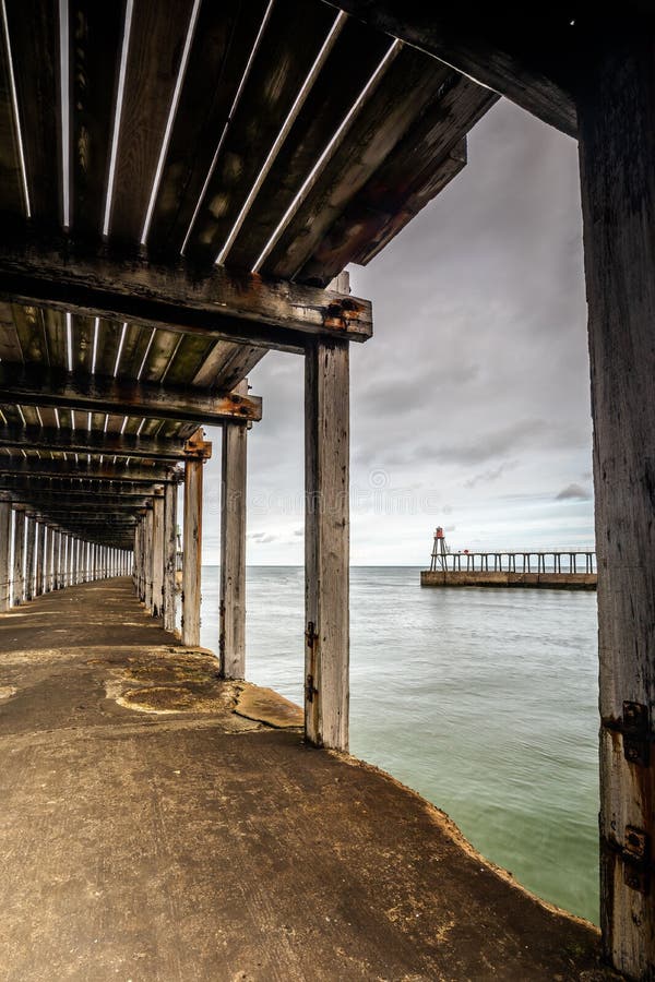 Under Interior of a Wooden Boardwalk Bridge Stock Photo - Image of ...