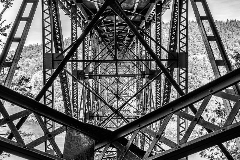 Under Landmark Bridge BW 3 stock photo. Image of transportation - 313823364