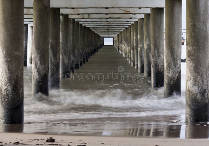 Under a long pier stock image. Image of beach, architecture - 35968281