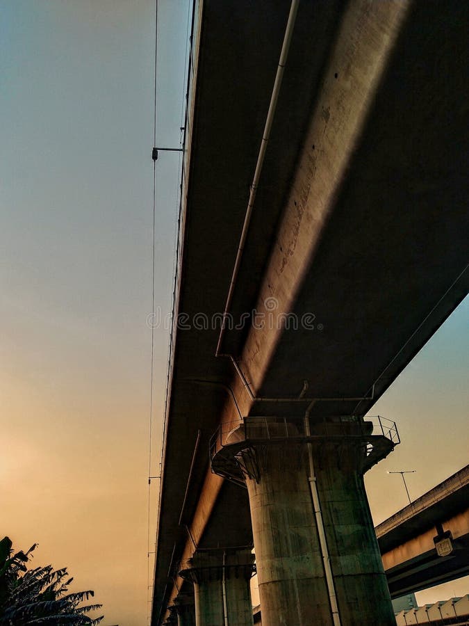 Under the LRT Bridge in the Afternoon Stock Image - Image of sunset ...