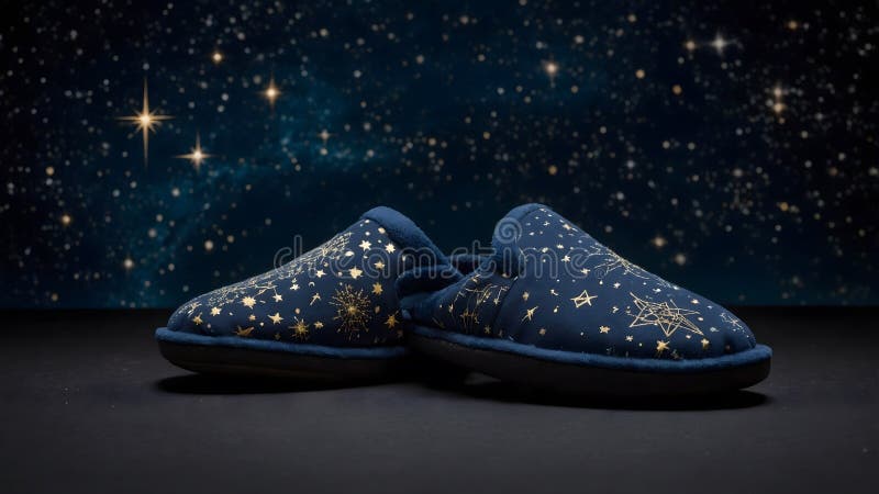 Heavenly Footwear: Slippers Featuring Stars and Nighttime Wonders Stock ...