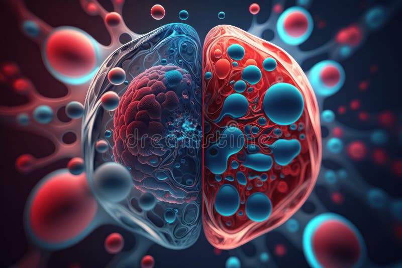 Under Microscope. Human Cell, Embryonic. Beautiful Colorful 3d Picture ...