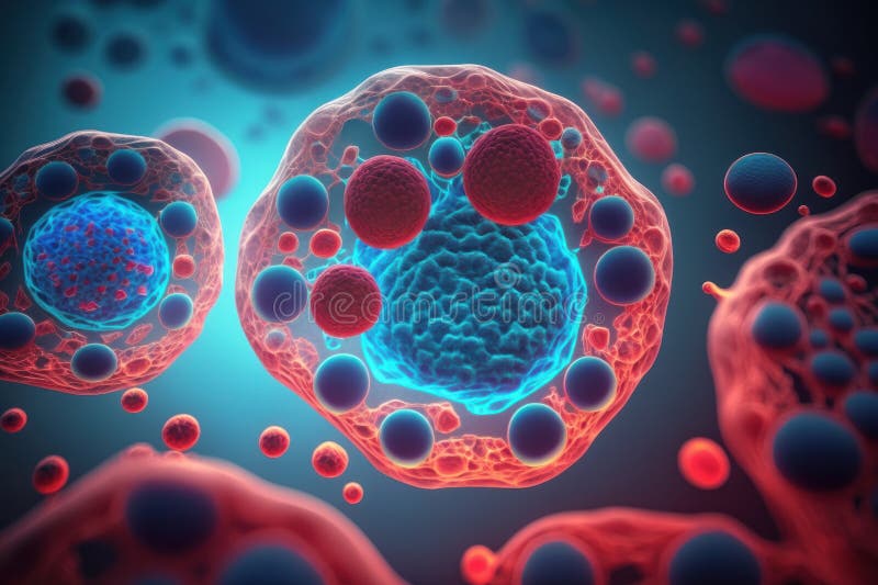 Under Microscope. Human Cell, Embryonic. Beautiful Colorful 3d Picture ...