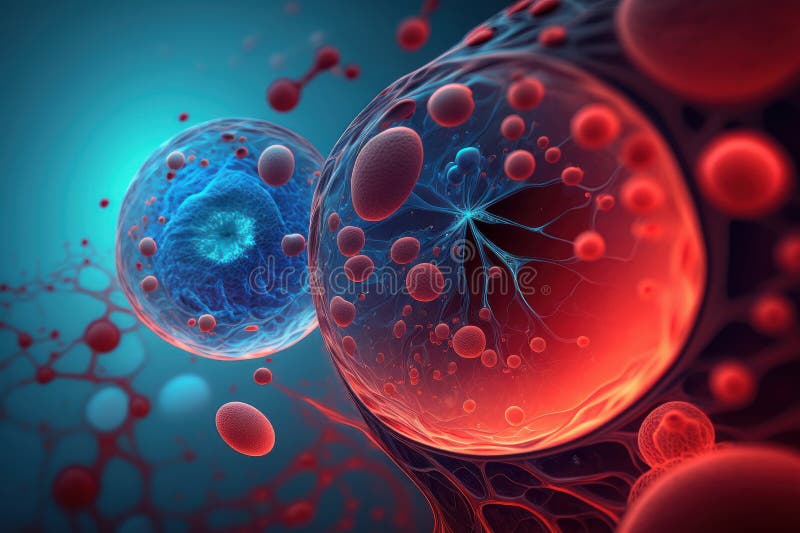 Under Microscope. Human Cell, Embryonic. Beautiful Colorful 3d Picture ...