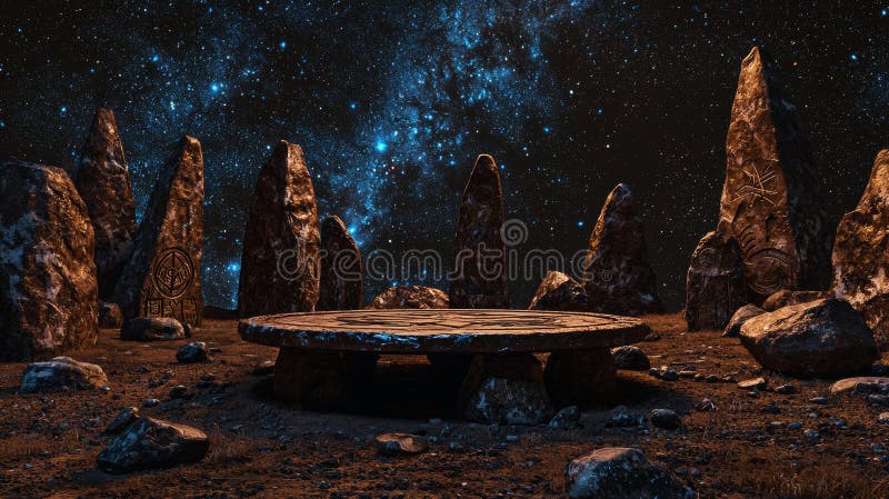 Stone Platform Under Night Sky Ai Generated Stock Photos - Free ...