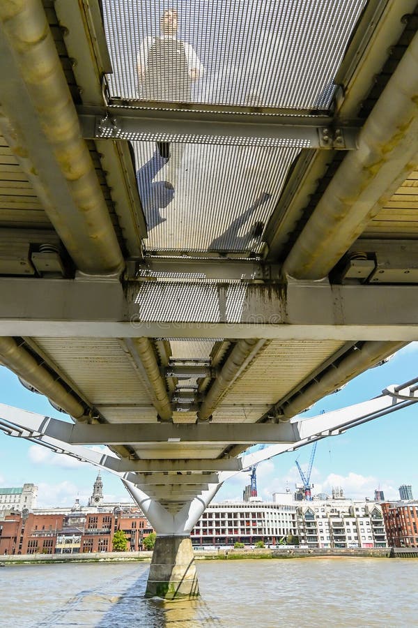 See People Walking Above. Skyline Taken Under the Millennium Bridge ...