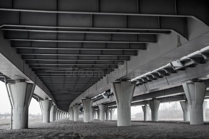 Under Modern Automotive Bridge Stock Image - Image of steel, bridge ...