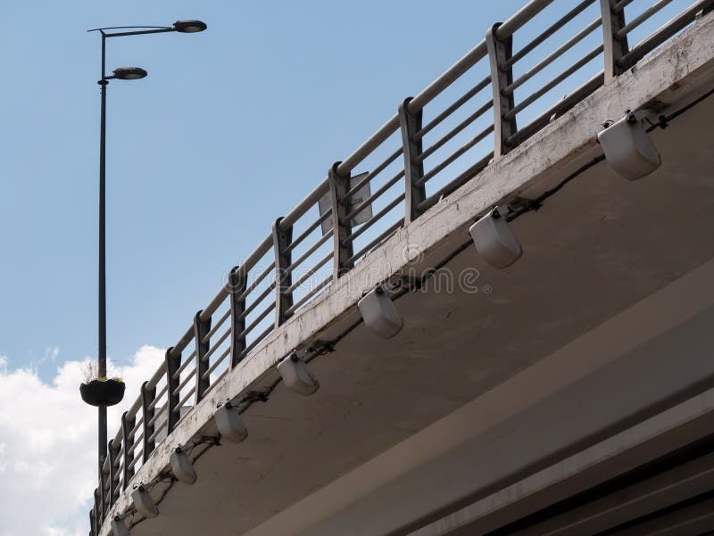 Under a Modern Road Bridge. Outer Side of the Highway Stock Image ...