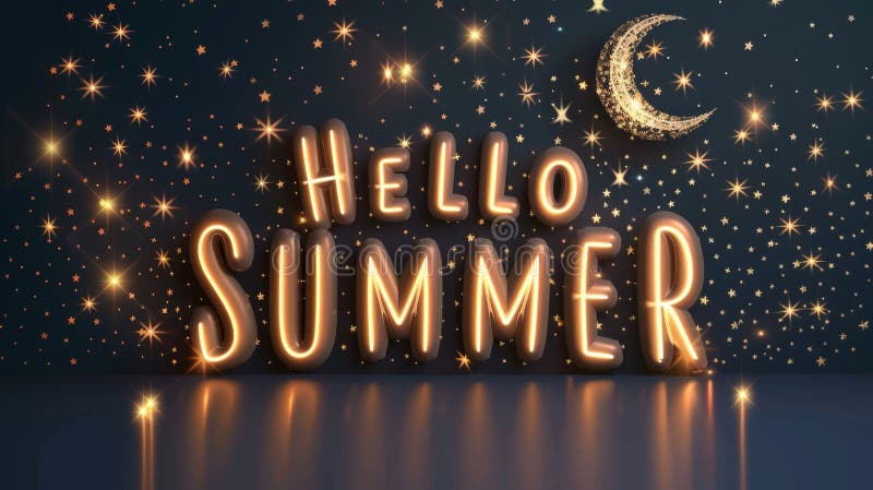 Under the Night S Canvas, Hello Summer Shines Bright, with the Crescent ...