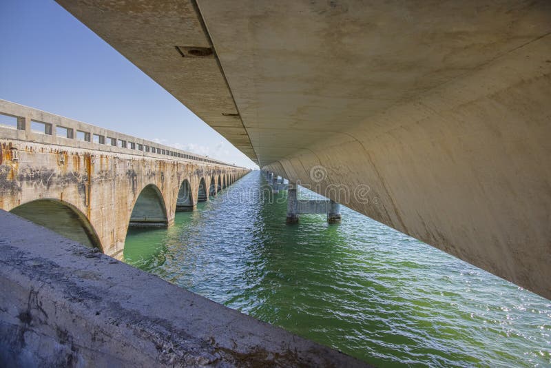 Under the Old and Current Seven Mile Bridge Stock Photo - Image of mile ...