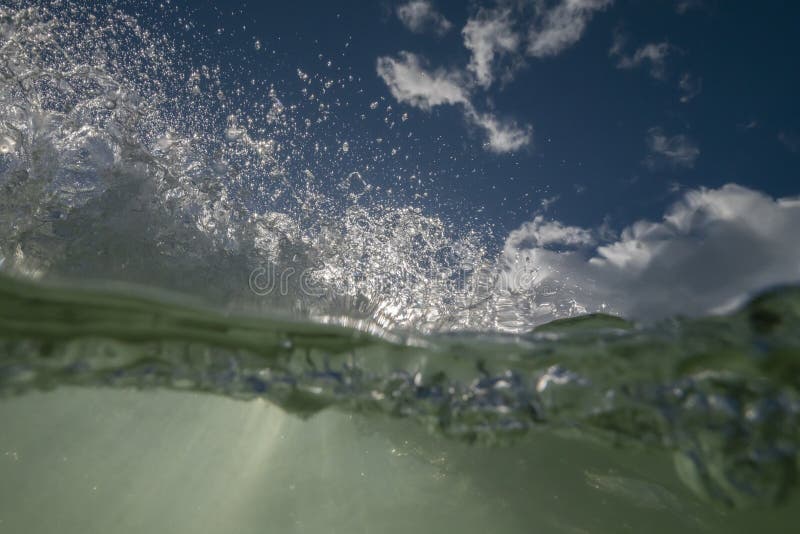 Under Over Ocean Wave Split View Stock Image - Image of copy ...