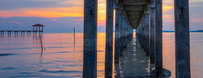 Under the Pier Sunset II stock photo. Image of cloud - 34715106