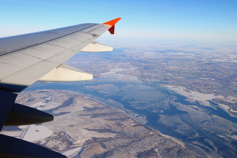 Under Plane Wing River Volga. Kazan, Russia Stock Image - Image of ...