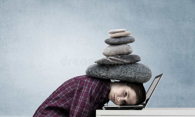 Under Pressure of Problems . Mixed Media Stock Image - Image of ...