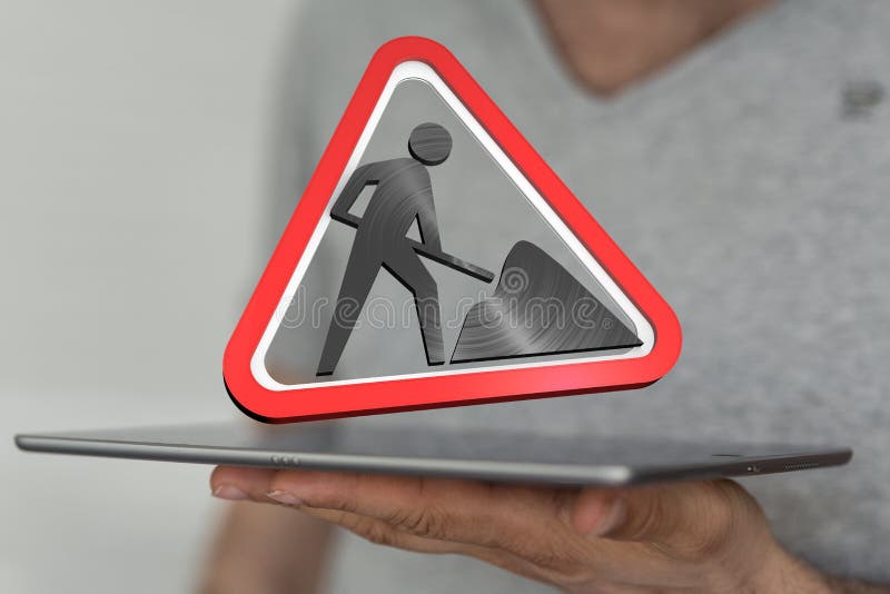 A Under Process Sign in Hand Stock Photo - Image of signal, road: 176209282