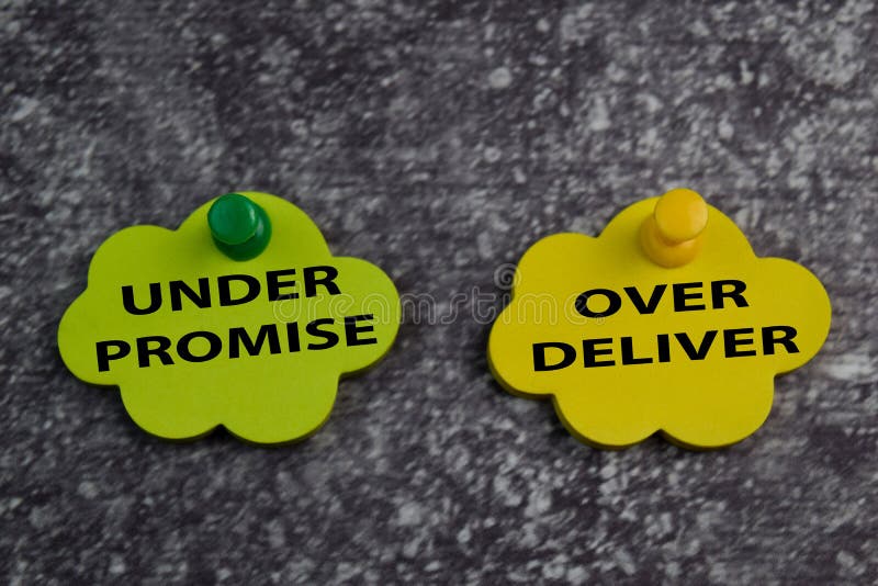 Under Promise or Over Deliver Write on Sticky Notes Isolated on Office ...