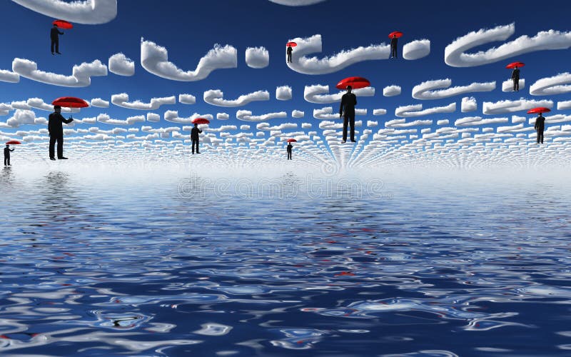 Under query clouds stock illustration. Illustration of businessman ...