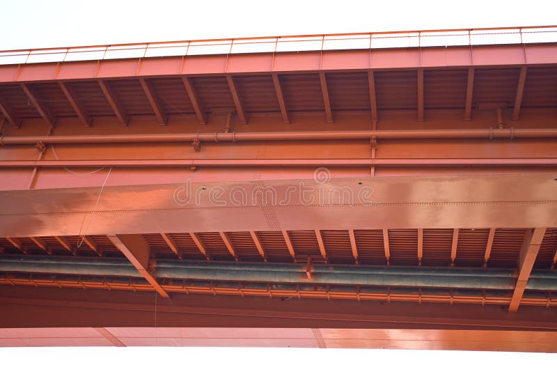 Under red steel bridge stock image. Image of facade, pillars - 26121167
