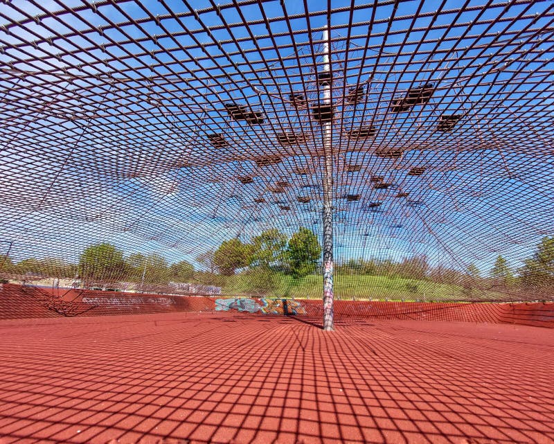 Under the Safety Net of a Climbing Playground in a German City Stock ...