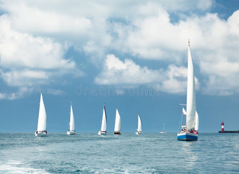 Sailboats at sea stock image. Image of cloudy, ocean, sailboat - 4531223