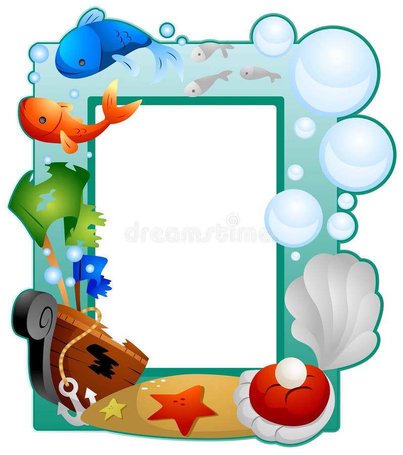 Frame with cartoon fishes stock vector. Illustration of bubbles - 14380278