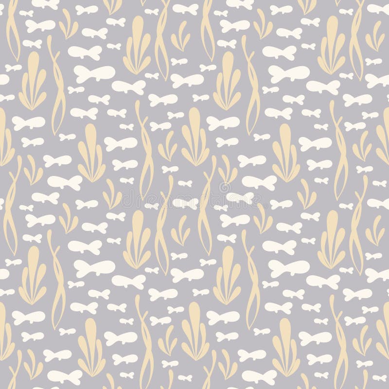 Under the Sea Seamless Pattern with Fishes, Seahorses, Shells, Sea ...