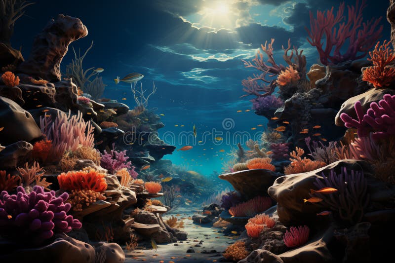 Under the Sea World, Generative AI Stock Illustration - Illustration of ...