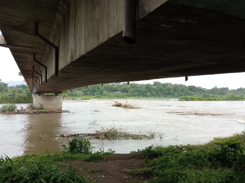 Under the Semampir Bridge Where the Water is Overflowing Stock Image ...
