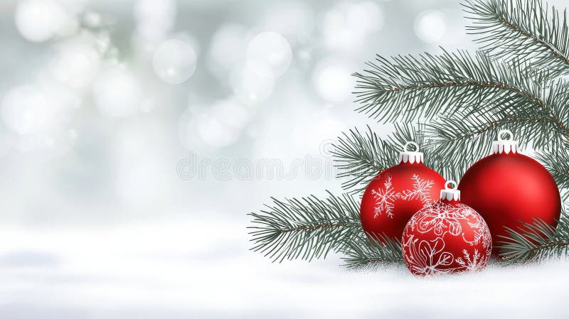 Under Soft Falling Snow, a Festive Winter Scene with Snowy Decorations ...