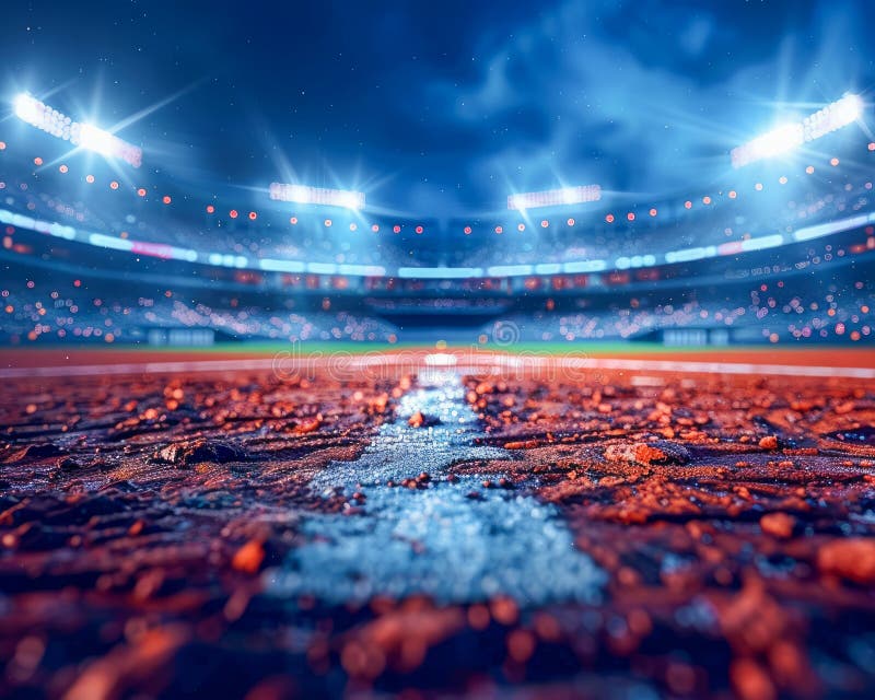 Under the Stadium Lights a Captivating Nighttime Close Up of a Baseball ...