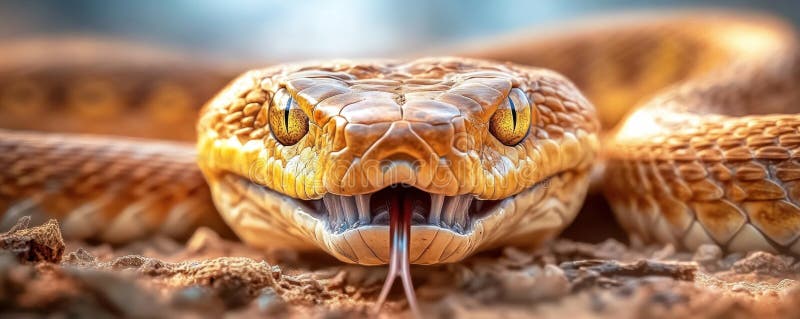 Close-up of a Predatory Snake Face Under the Night Sky with Sharp ...