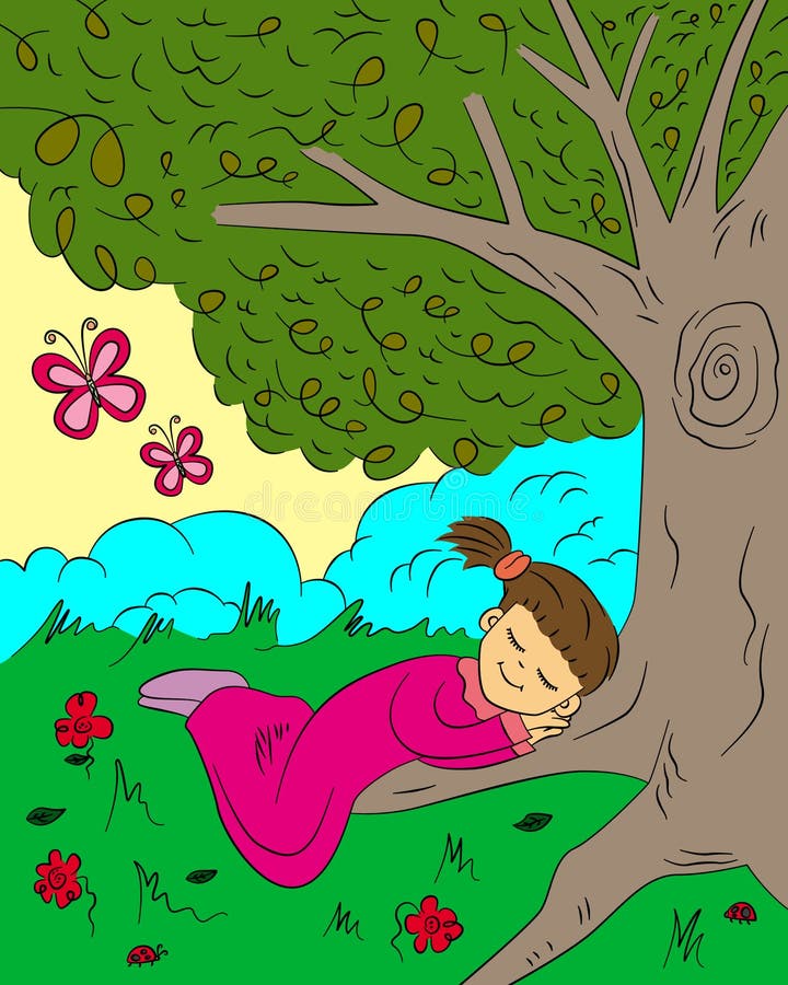Under a tree stock illustration. Illustration of relax - 23212225